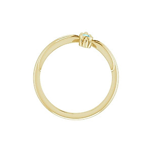 Solid 14k Yellow Gold Solitaire Aquamarine Sideways Cross Crucifix Ring Band (Width = 15.7mm) - Size 6