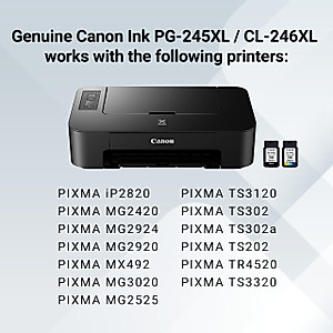 Canon PG-245XL/CL-246XL Ink/Photo Paper Pack, Compatible to MX490, MX492, MG2522, MG3020,MG2920,MG2924,iP2820,MG2525 and MG2420
