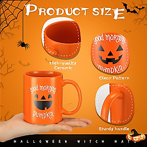 Uiifan 6 Pcs Halloween Mugs 10.8oz Good Morning Pumpkin and Hey Boo Coffee Mugs Good Morning Pumpkin and Hey Boo Ghost Ceramic Matching Mugs for Halloween