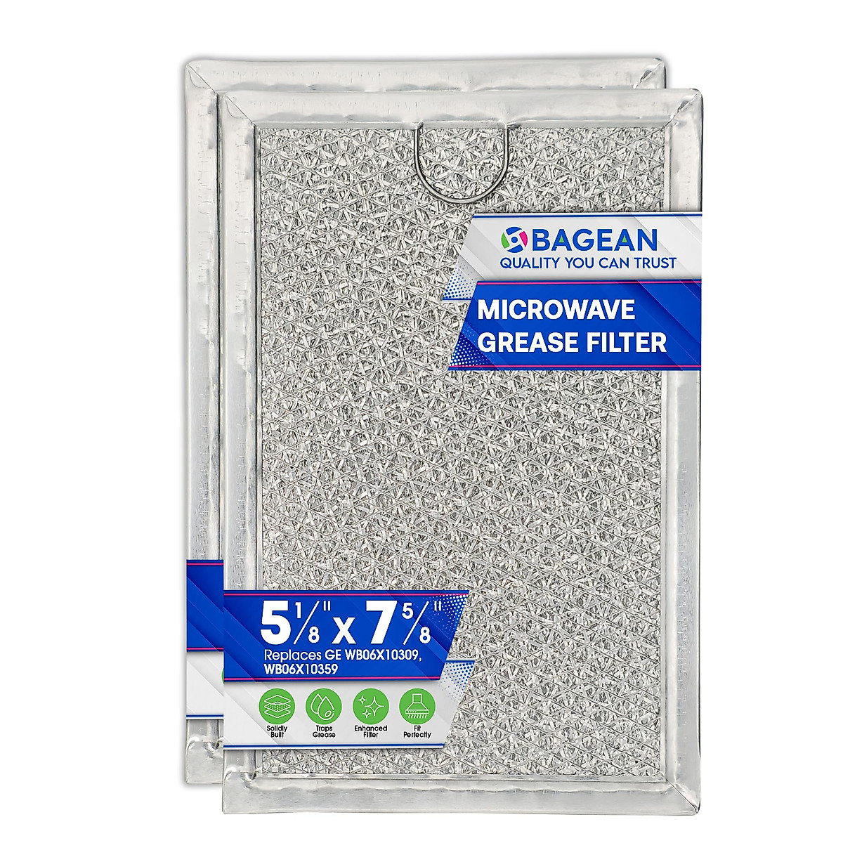 Microwave Filter Replacement for GE WB06X10359 Microwave Grease Filter Fit's LG / Kenmore Vent Filter 7-5/8" x 5-1/8" (2-Pack)