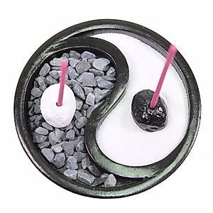 W Tabletop Taiji Yin Yang Zen Garden Sand Rock Candle Incense Burner Home Decor