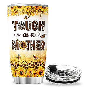 For Mothers Day Women Mother Mom Funny Coffee Leopard Print Cups Insulated Tumblers Cheetah Handle, Mama Bear Gifts, Mama Bear Sunflower, Tumbler 20 Oz With Lid And Straw