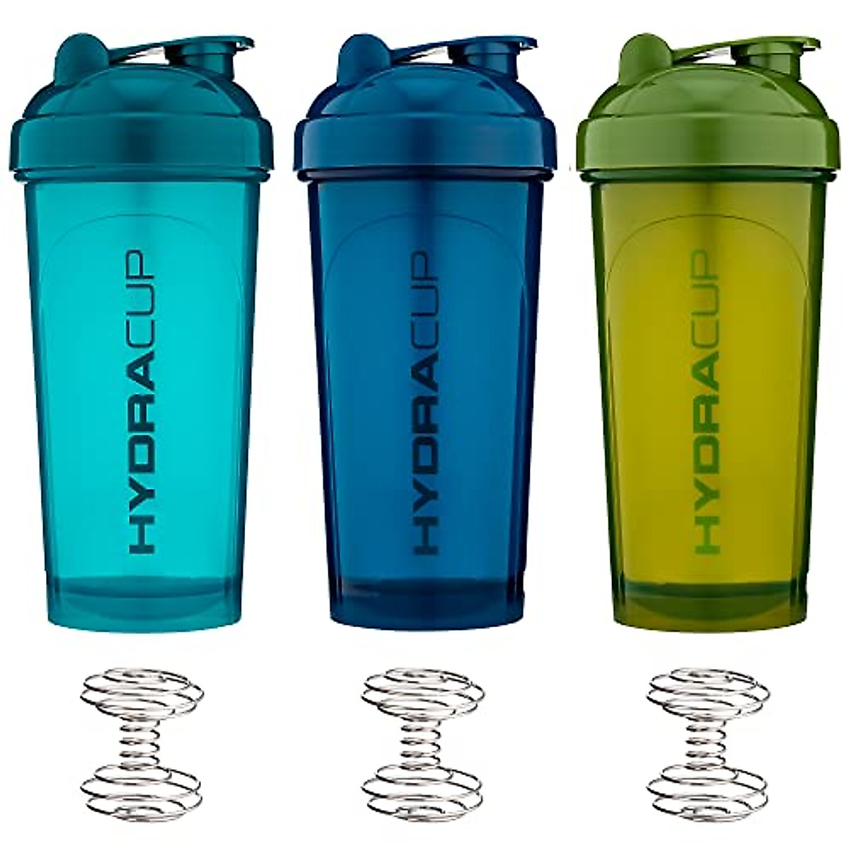 Hydra Cup | 6 Pack | Shaker Bottles for Protein Mixes with Wire Whisk & Mixing Grid, 28 oz, BPA Free Shaker Cup Blender Set, Pre Workout, Ball, Powder