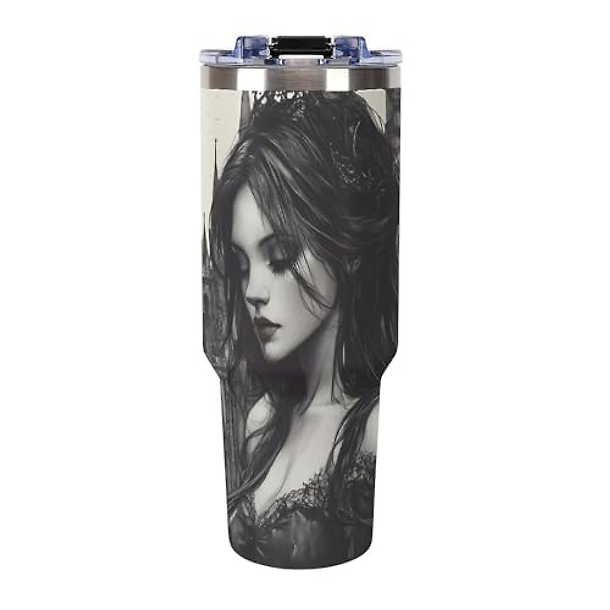 Gothic Rose Horror Dark 40oz Water Bottle Double Wall Insulated Tumbler with Handle Leakproof Travel Mug White-style