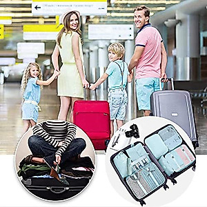 Packing Cubes - 9 PCS Travel Luggage Organizers Set Waterproof Suitcase Organizer Bags Travel Essentials Clothes Shoes Cosmetics Toiletries Storage Bags (Blue)