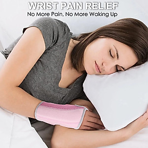 Wrist Brace for Carpal Tunnel, Night Wrist Sleep Support Splint with Compression Sleeve Adjustable Straps for Pain Relief, Arthritis, Tendonitis, Fitness (Right Hand-Pink, S/M (Pack of 1))