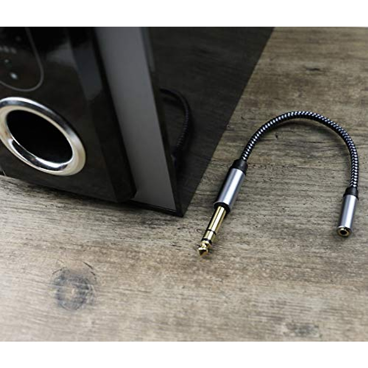 MORELECS 3.5mm to 1/4 Adapter, 1/4 to 3.5mm Adapter 6.35mm 1/4" Male to 3.5mm 1/8" Female TRS Stereo Audio Cable Nylon Braid Compatible for Amplifiers, Guitar, Piano, Home Theater Devices