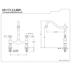 Kingston Brass KS1171BPL Bel-Air Bridge Kitchen Faucet, 8-3/4" In Spout Reach, Polished Chrome