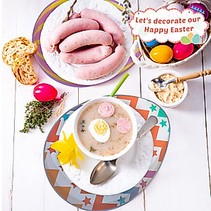 24 Pieces Easter Eggs Placemats Spring Easter Disposable Paper Table Mats Easter Eggs Shaped Party Supplies for Easter Party Funny Bunny Eggs Dinner Dining Table Decoration, 13 x 17 Inches