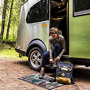 OCCdesign Durable Burlap Camper Rug Mat -Welcome to Our Camper The Friendship is Free Tree -Decorative Camp Doormat for Motorhomes,RV Camping -27.5X17 inches