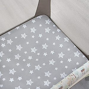 Pack and Play Sheet Quilted, Breathable Thick Playpen Sheets, Lovely Print Mattress Cover, Mini Crib Sheets, 2 Pack Pack and Play Sheets, Stretchy Pack n Play Playard Fitted Sheet