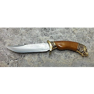 11" Bear Head Golden Fixed Blade Collectors Survival Hunting Knife W/Decorative Sheath by Survival Steel