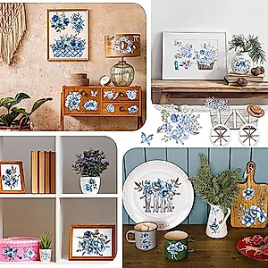 12 Sheets Rub on Transfers for Crafts and Furniture Rub on Transfers Stickers Classic Bird Floral Lavender Butterfly Decals for Home Office Paper Wood DIY Craft, 5.5 x 5.7 Inch (Vivid Flower)