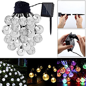Christmas Decoration Light String- 6M 40LED Crystal Ball Solar String Lights Christmas Fairy Garden Lights for Outdoor Home Lawn Patio Party and Holiday Decorations (White Light)