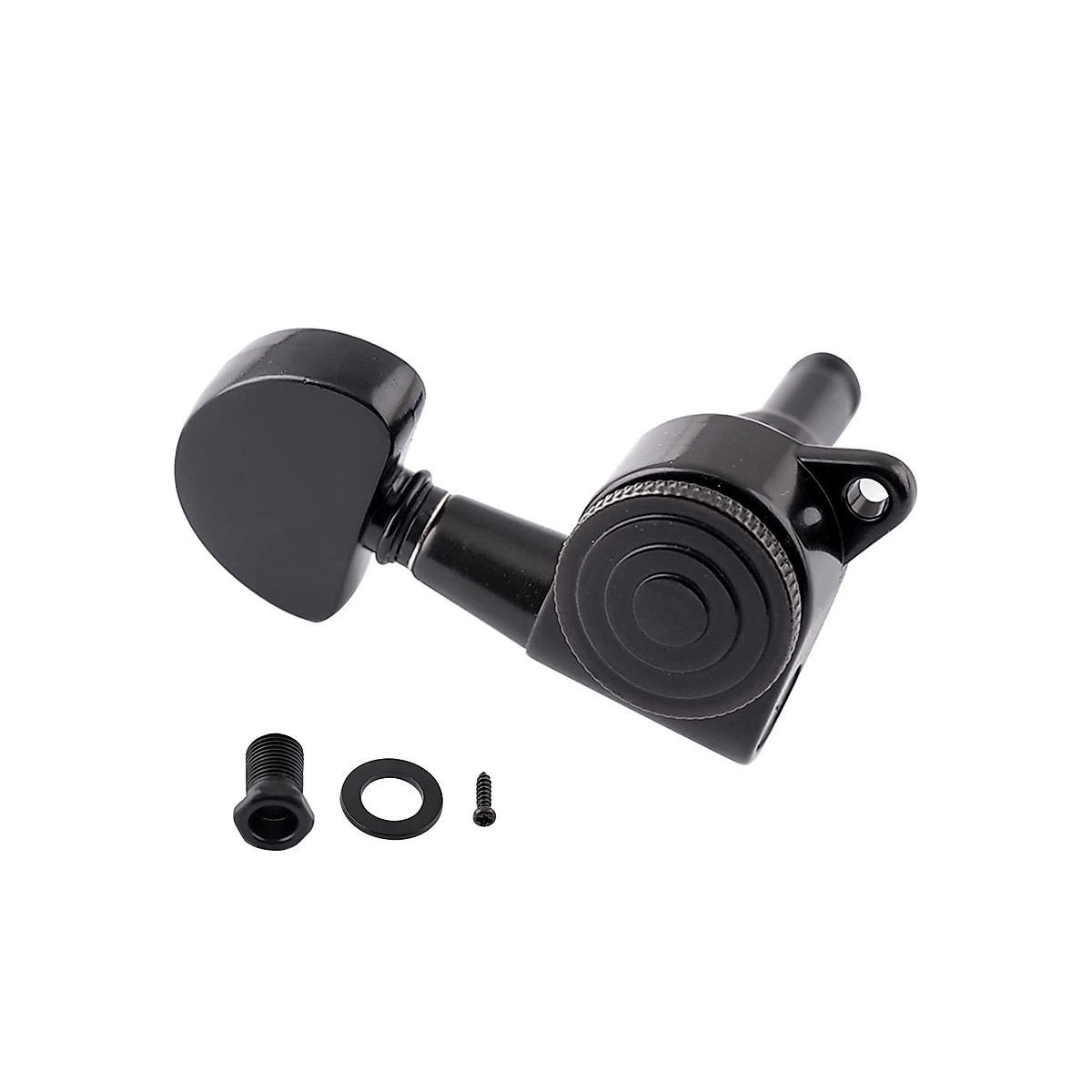 Metallor Locking Guitar String Tuning Pegs Tuning Keys Machine Heads Tuners 1:18 Gear Ratio 6 In Line for Right Handed Electric Guitar or Acoustic Guitar Parts Accessories Half Round Head Black.