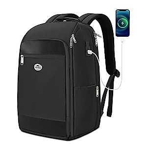 MATEIN Backpack for Travel, Waterproof Expandable Carry on Backpack for Men with USB Charging Port & Wet Bag, Extra Large TSA 17 Inch Laptop Backpack Business Work Computer Bag Flight Approved, Black