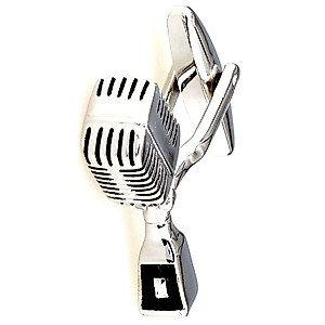 MRCUFF Microphone Radio DJ MC Music Pair of Cufflinks in a Presentation Gift Box & Polishing Cloth