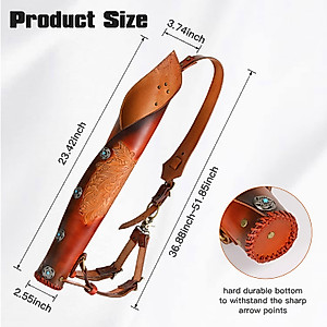 KAINOKAI Pure Cowhide Arrow Quiver,Retro Hunting Quivers with Magnetic Attraction,Riding Quiver for Horse Bow Recurve Bow and Longbow(Elf Archer)