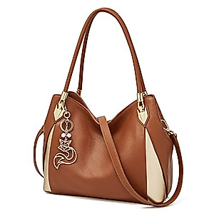 FOXLOVER Leather Handbags for Women, Genuine Leather Lady Top-handle Totes Women's Fashion Crossbody Bags Carryall Purses