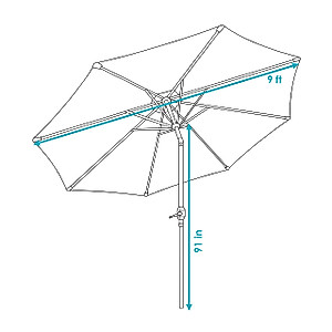 Sunnydaze 9-Foot Patio Umbrella with Push Button Tilt and Crank - Aluminum Pole with Polyester Canopy - Catalina Beach Stripe