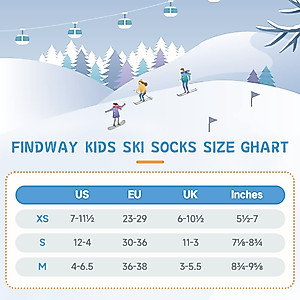 findway Kids Ski Socks, 2 Pairs /3 Pairs Warm Cotton Snowboard Socks Boys Girls for Skiing Outdoor Cold Weather