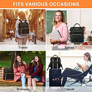 LOVEVOOK Laptop Backpack for Women Fashion Travel Backpack for Work Business Teacher Nurse Stylish Computer Bag 15.6-Inch Backpack Purse with USB Port