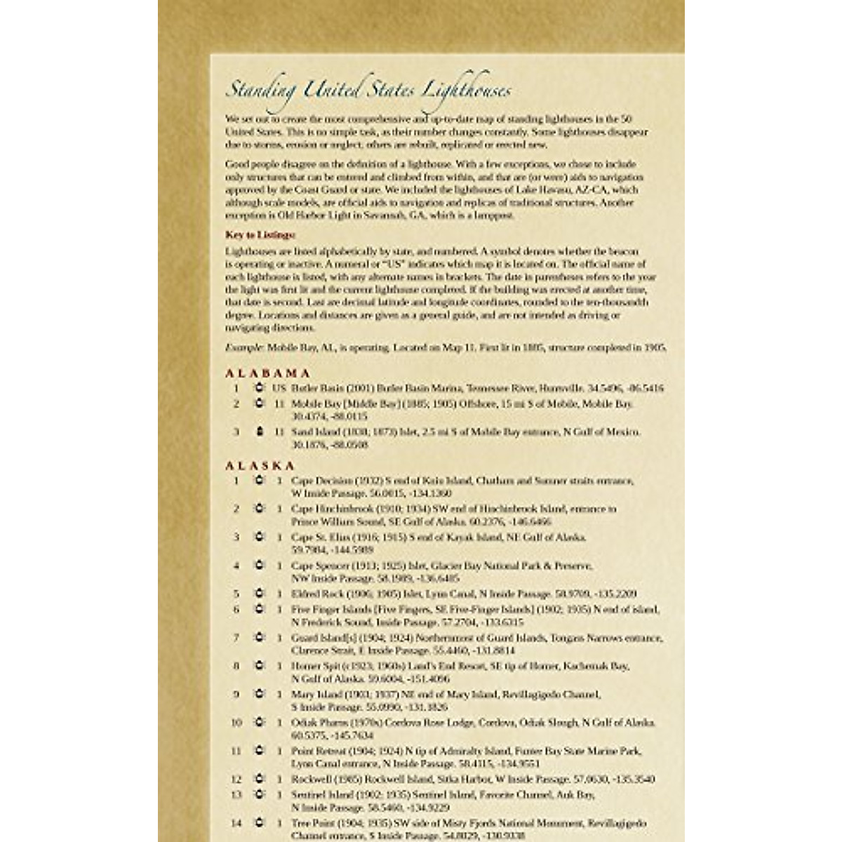 United States Lighthouses: Illustrated Map & Guide