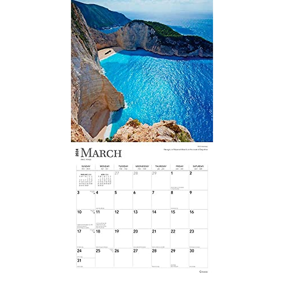 Greece | 2024 12 x 24 Inch Monthly Square Wall Calendar | BrownTrout | Travel Europe Balkans Athens Mykonos