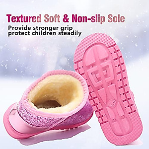 Elcssuy Girls Glitter Snow Boots Toddler/Little Girls Warm Winter Sequin Comfy Cute Sparkle Boots Pink 13 Little Kid