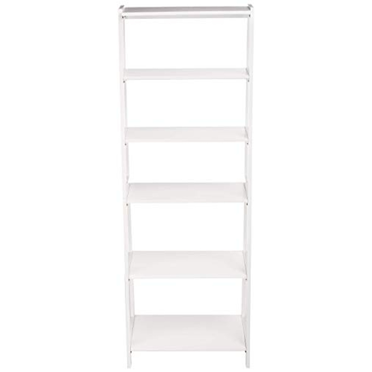 Amazon Basics Rubberwood 5 Shelf Ladder Bookcase, White, 15.03" D x 25.98" W x 74.48" H
