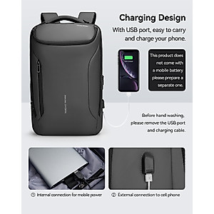 Muzee Business Backpack for Men,Waterproof and Travel Laptop Backpack with USB Charging, Fits 17 Inch Laptop and Tech Gear