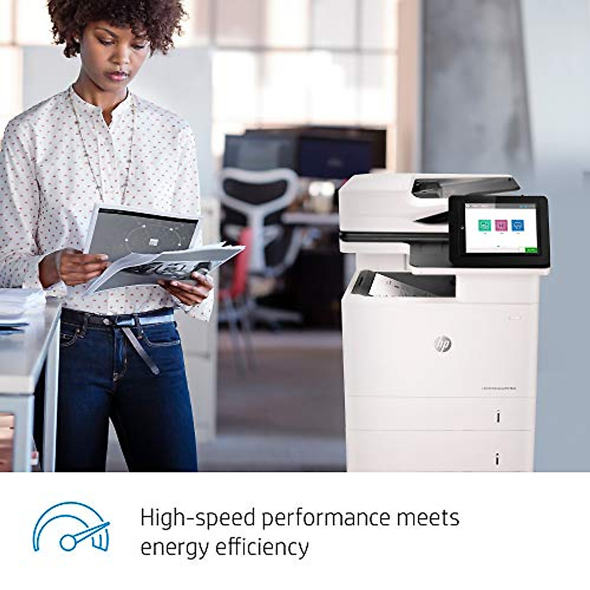 HP LaserJet Enterprise MFP M635fht Monochrome All-in-One Printer with built-in Ethernet, 2-sided printing, extra paper tray & wheeled stand (7PS98A)