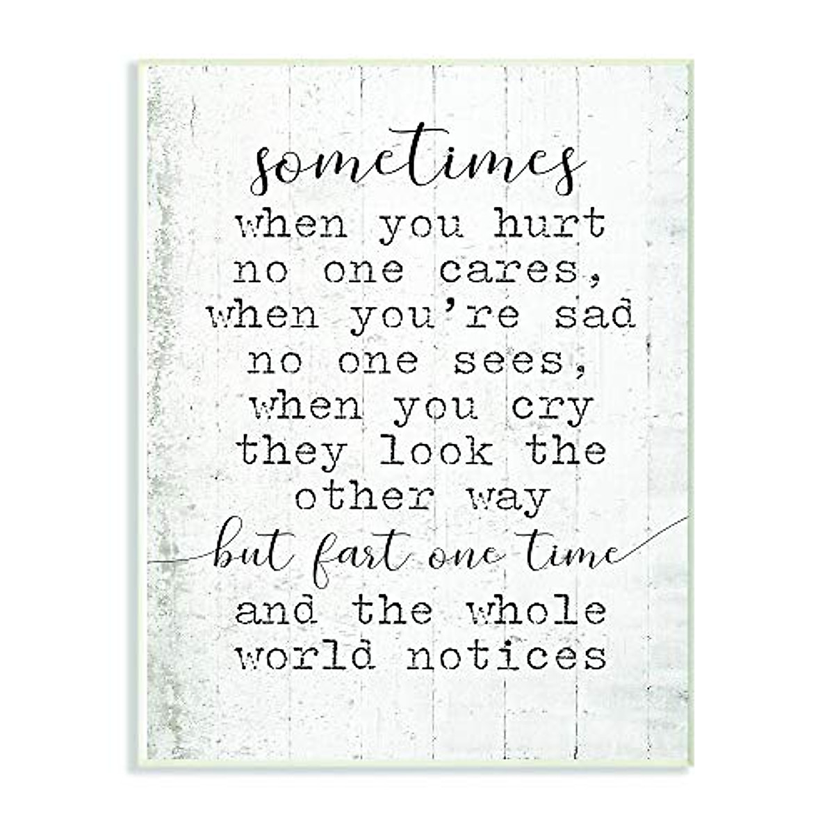 Stupell Industries Fart One Time Funny Word Wood Textured Design Wall Plaque, 10 x 15, Multi-Color