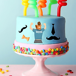 Doumeny 6Pcs Happy Father's Day Fondant Mold, I love Dad Silicon Mold Mustache Tie Baking Mold Bow Beard Chocolate Mold Necktie T-shirt Candy Mold Little Man Theme Biscuit Cake Mold for Birthday Decor