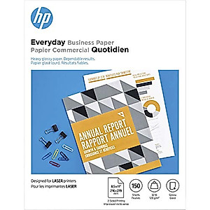 HP Everyday Business Paper, Glossy, 8.5x11 in, 32 lb, 150 sheets, works with laser printers (4WN08A)