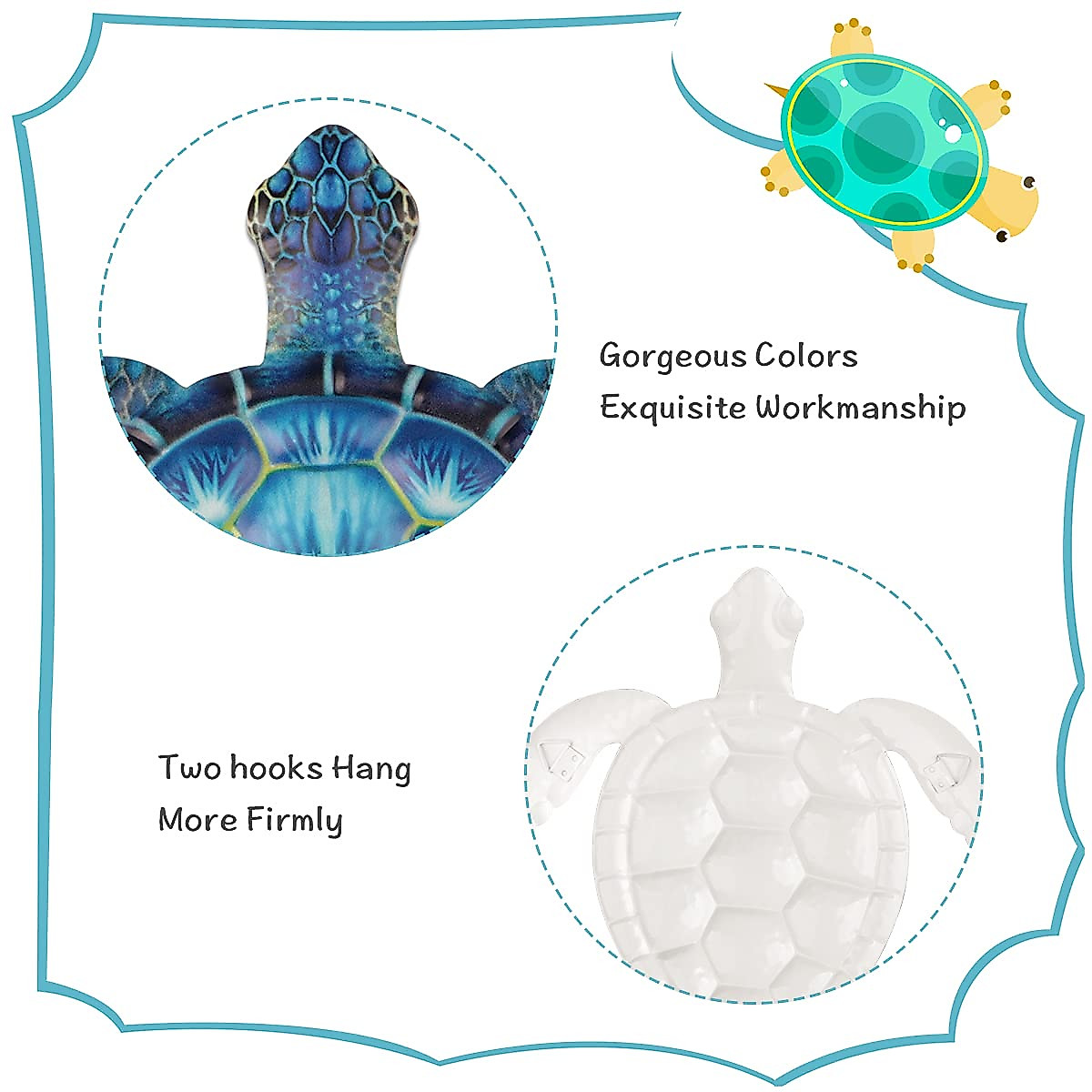 YIYA Metal Sea Turtle Wall Decor Sea Turtle Wall Art Decor for Home Bedroom Living Room Office Garden Fences Aquarium Ocean Wall Decoration, Blue