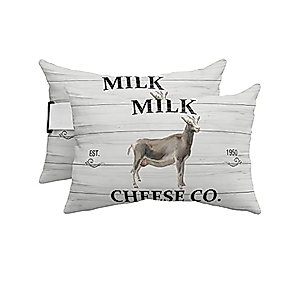 Recliner Head Pillow Ledge Loungers Chair Pillows with Insert Farm Animal Sheep Rustic Wood Grain Lumbar Pillow with Adjustable Strap Outside Patio Decorative Garden Cushion for Bench Couch, 2 PCS