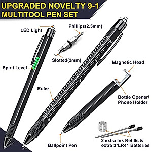 Gifts for Men Dad Him, 9 in 1 Multitool Pen Set for Husband Boyfriend Father Grandpa, Birthday Valentines Day Gifts for Men Who Have Everything Unique Tech Gifts Cool Gadgets from Daughter Wife Son