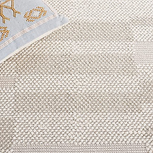 Safavieh Natura Collection 6&#039; x 9&#039; Ivory/Silver NAT225G Modern Contemporary Farmhouse Fringe Wool Area Rug