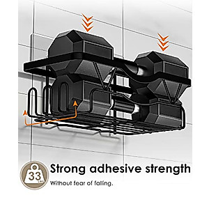 longzon Shower Caddy with 6 Traceless Adhesive, 3 Pack Shower Organizer, No Drilling Stainless Steel Shower Shelf, for Bathroom Suction Cup Storage Rack Shelves Black