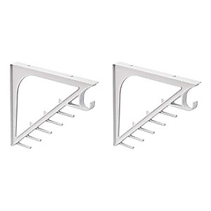 Amazon Basics Closet Bracket with Extra Diagonal Storage - Large(15.5x9.8x2.2)White, 2-Pack