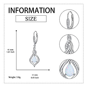 VONALA Opal Earrings Sterling Silver Opal Teardrop Earrings for Women Opal Leverback Earrings Opal Jewelry Gifts for Women Wife Mom Birthday