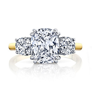 Metal Masters Co. Sterling Silver 925 Meghan Markle 14K Gold Plated Cushion Cubic Zirconia Wedding Engagement Ring 5