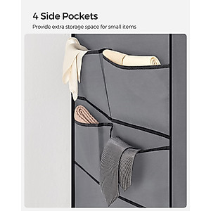 SONGMICS Portable Closet, Wardrobe Closet Organizer with Cover, 4 Hanging Rods and Shelves, 4 Side Pockets, 66.9 x 17.7 x 65.7 Inches, Large Capacity for Bedroom, Living Room, Gray URYG094G02