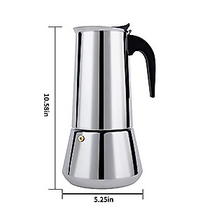 FCUS Stovetop Espresso Maker, 12cup/600ml Greca Coffee Maker Moka Pot, Stainless Steel Italian Classic Espresso Moka Pot, Induction Compatible