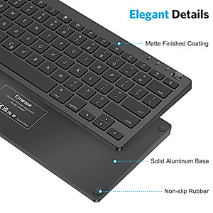 Emetok for iPad Keyboard [Aluminum Base, Big Keycap, Rechargeable], Ultra Slim Bluetooth 5.1 Keyboard for iPad 10th/9th/8th, iPad Pro 11/12.9, iPad Air/Mini/iPhone, Black