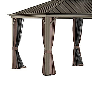 ZHYHSM-111 Hardtop Gazebo with Privacy Curtains Outdoor Canopy Gazebo with Aluminum Frame for Sun-Shade Gardens, Patios, Backyards
