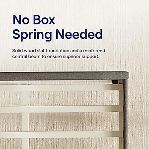 Nectar Bed Frame & Headboard - Gray - Queen - 8 Inch Legs and Sturdy Wooden Slats for Support - Contemporary and Durable Upholstery - Holds Up To 700 Pounds - Easy Assembly