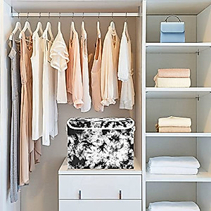 CaTaKu Tie Dye Black Storage Bins with Lids and Handles, Fabric Large Storage Container Cube Basket with Lid Decorative Storage Boxes for Organizing Clothes