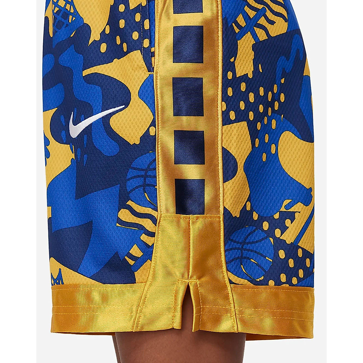 Nike Big Boys' Dri-FIT Elite Basketball Shorts (Large, Game Royal/Yellow Ochre/White)